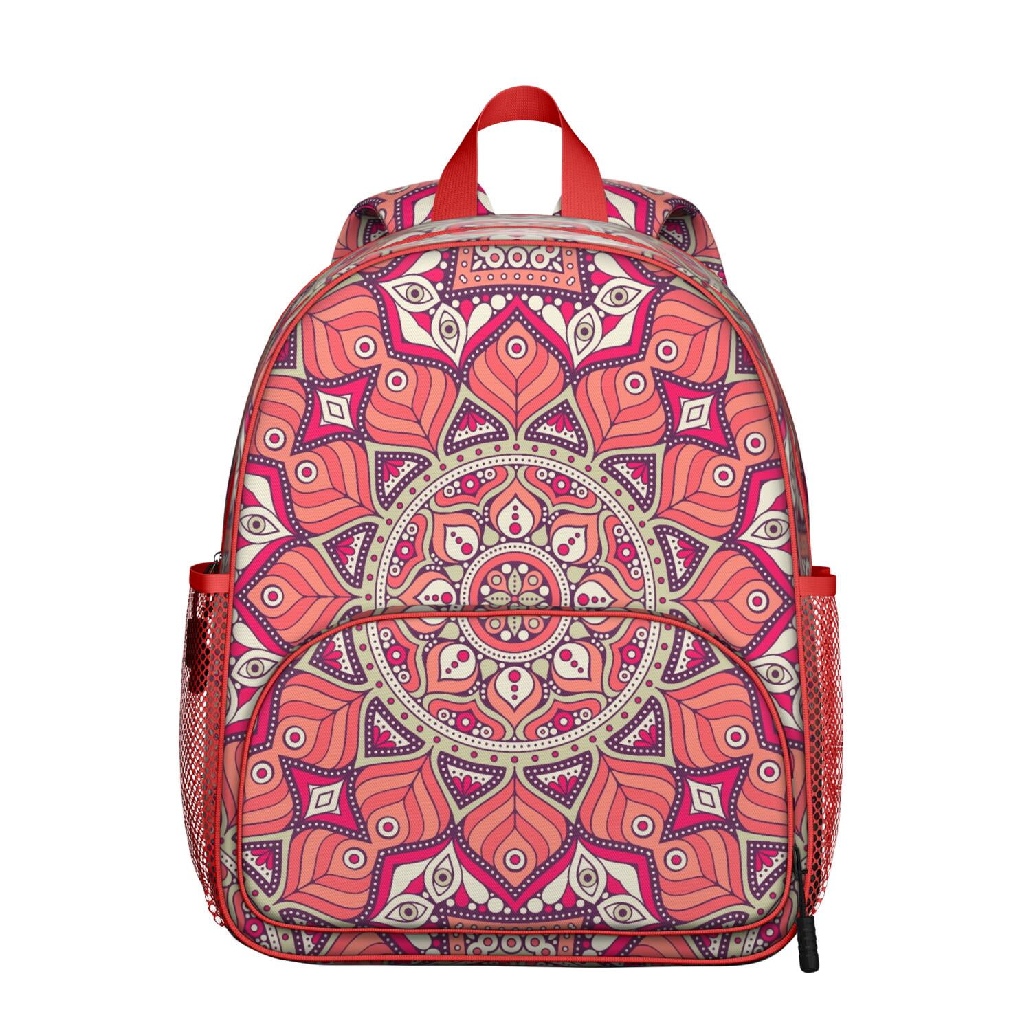 Boho Chic Floral Mandala Waterproof Backpack - Adjustable School Bag ...