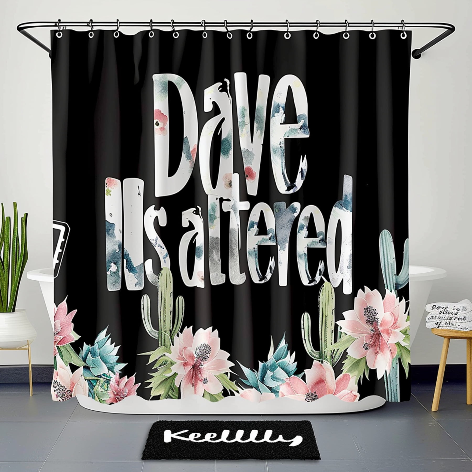 Boho Chic Floral Shower Curtain With Get Naked Design And Pastel