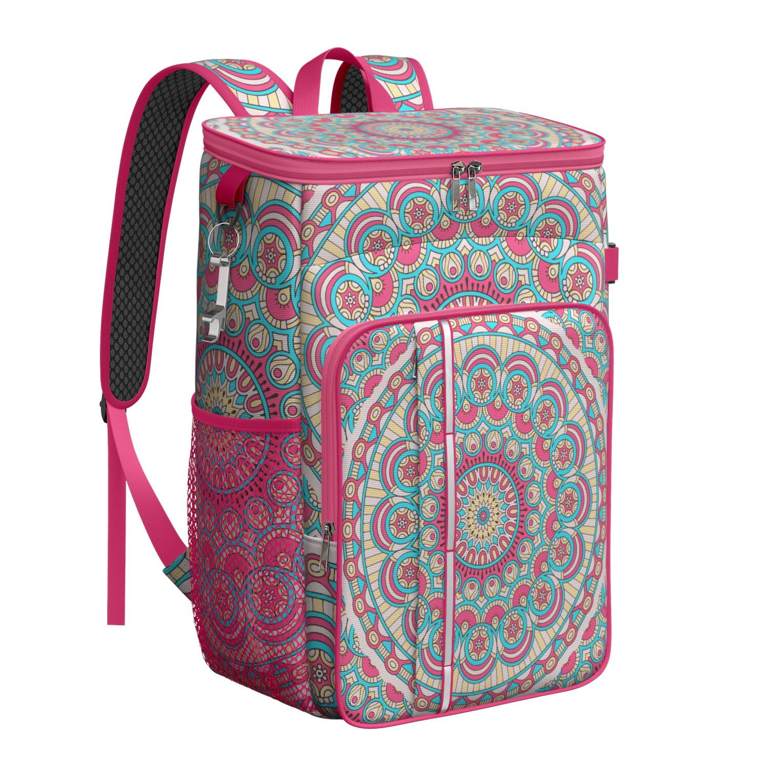Boho Chic Folk Style Mandala Insulated Backpack Cooler - 20L High-Capacity Cooler Bag for ...