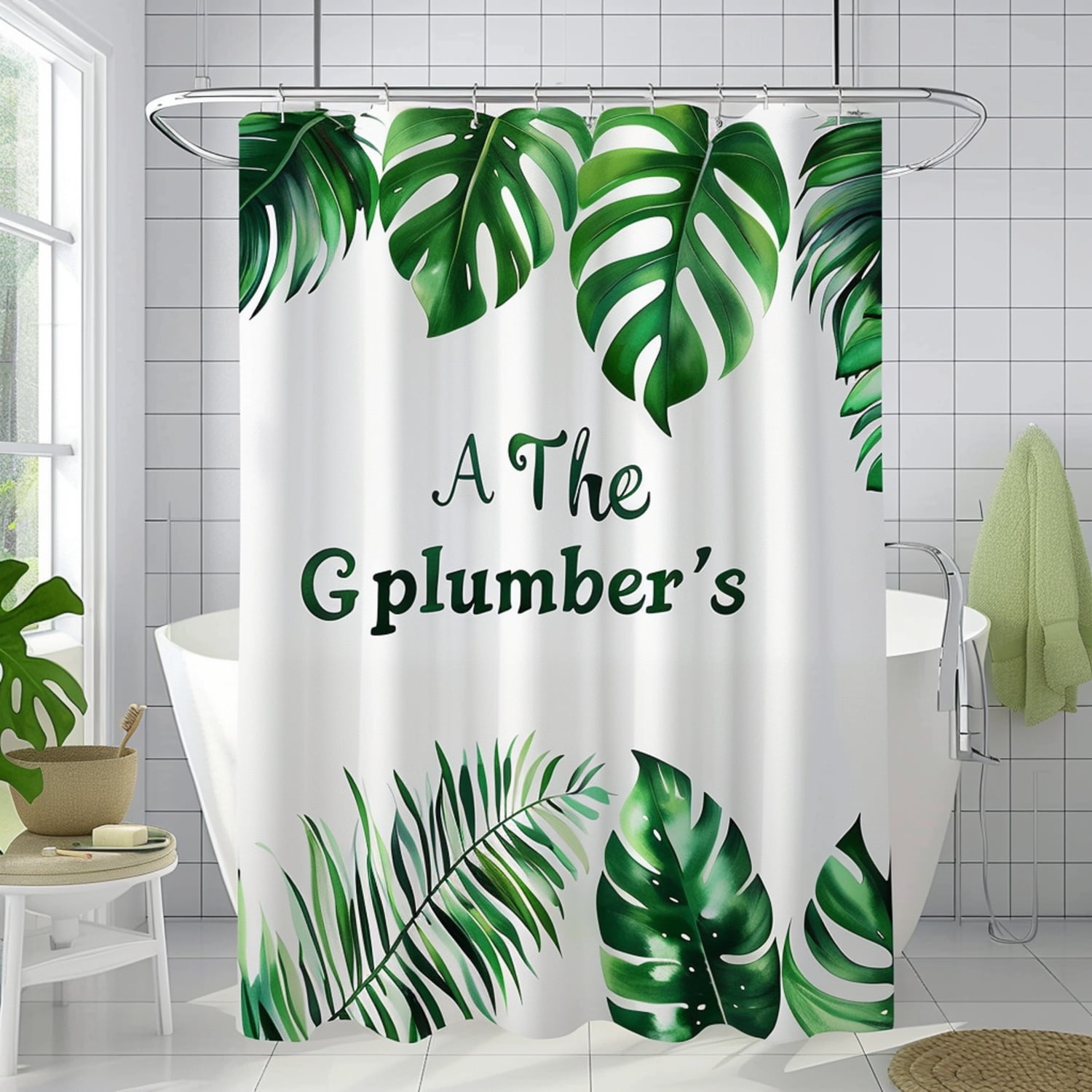 Boho Chic Green Leaf Shower Curtain Refresh Your Bathroom with Nature ...