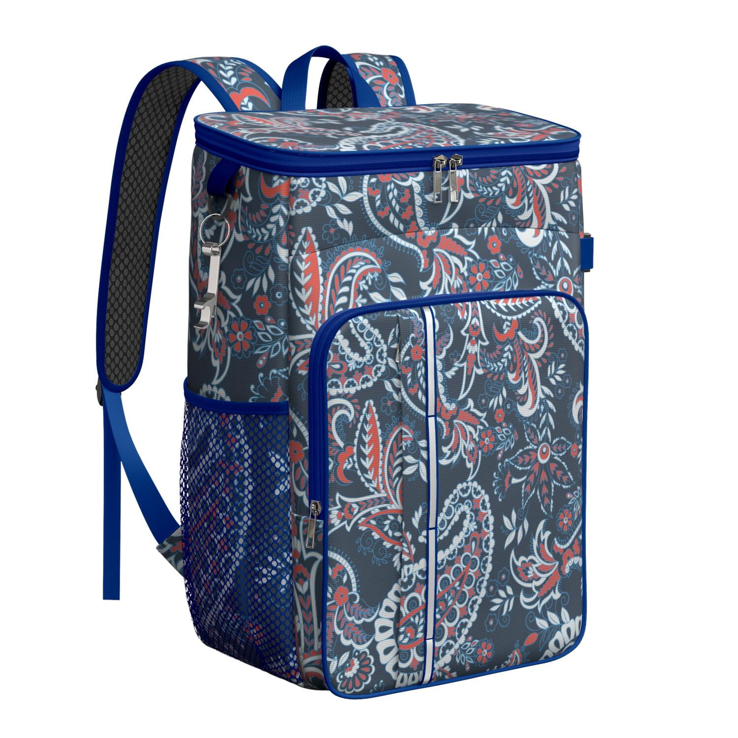Boho Chic Insulated Cooler Backpack - 20L Vintage Paisley Pattern Soft ...