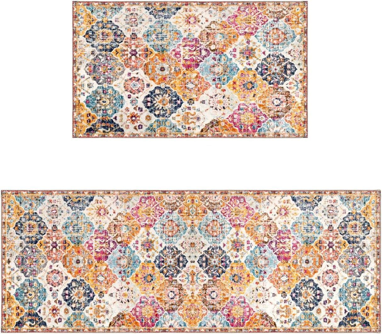 Boho Chic Kitchen Rug and Sets 2 Piece Non Skid Washable mat for Floral ...