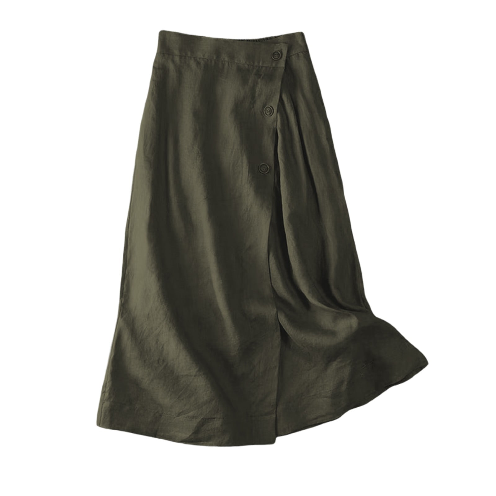 Boho-Chic Linen Midi Skirt Flowy A-Line Swing Skirt with Elastic Waist ...