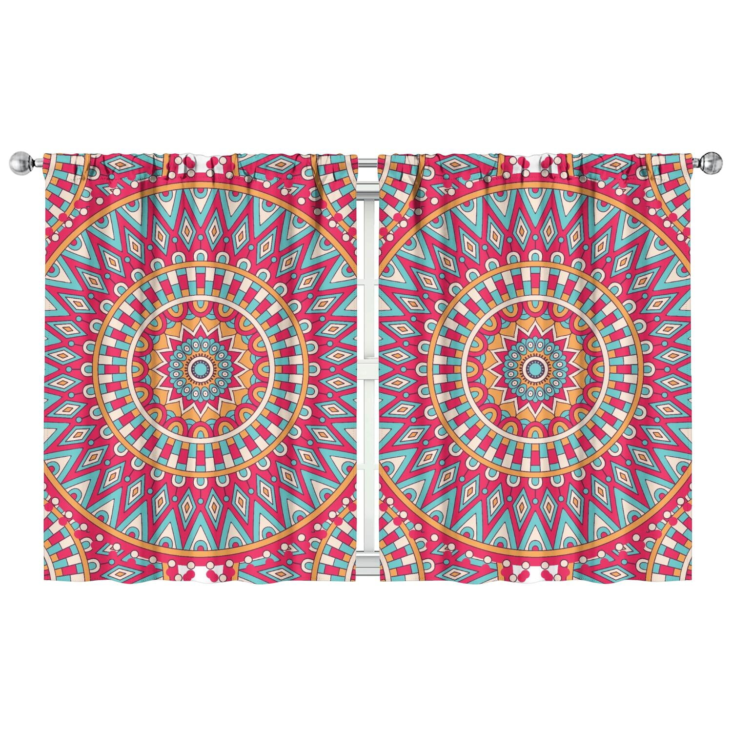 Boho Chic Mandala Curtains 2 Panels 42x54 Inch Rod Pocket Tier Ethnic ...