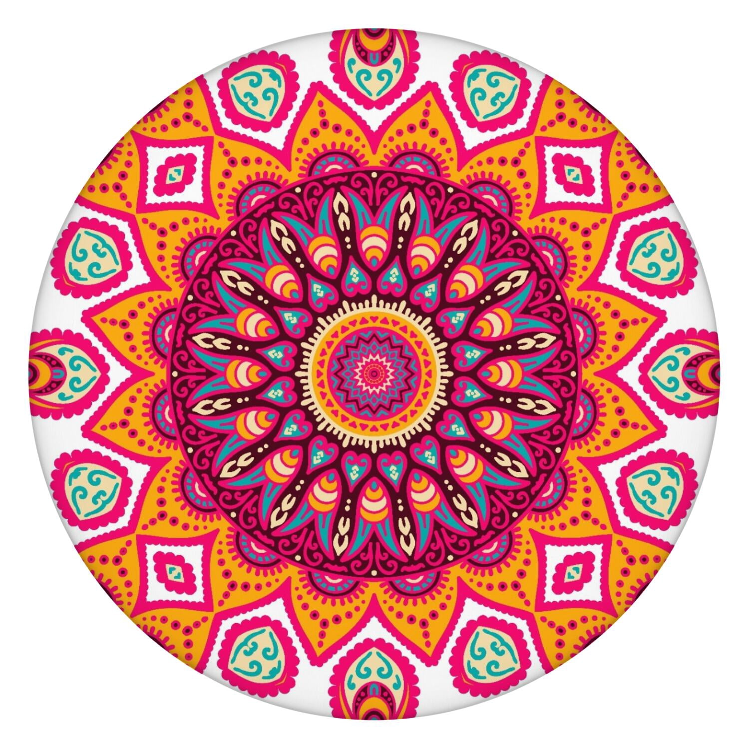 Boho Chic Mandala Elastic Table Cover Spill-Proof Wipeable Round ...