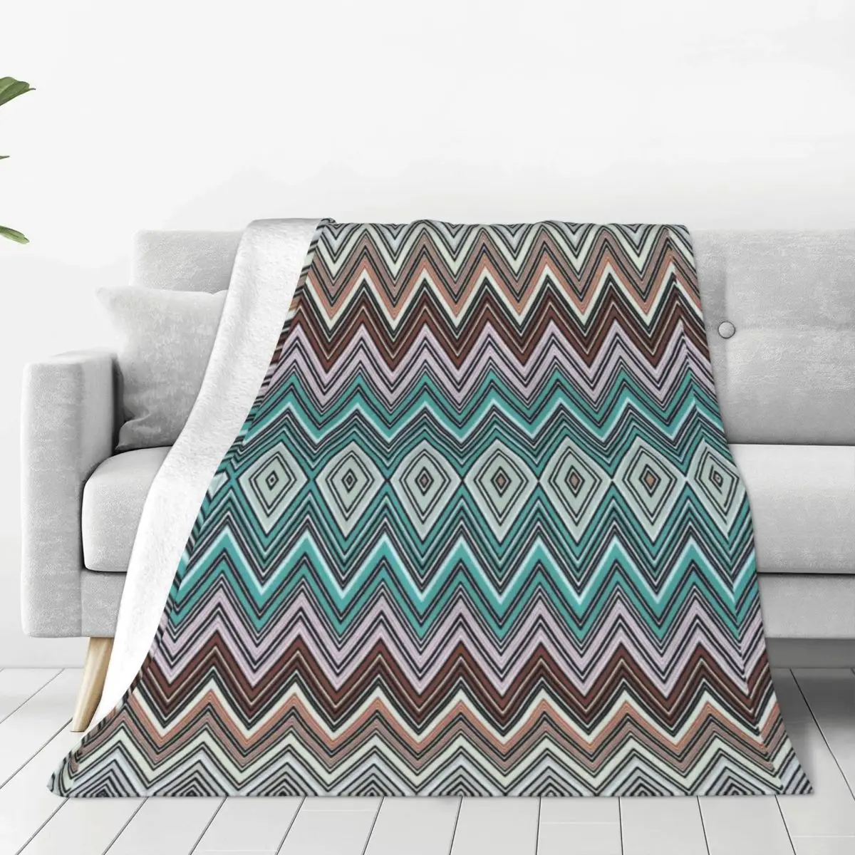 Boho Chic Modern Zigzag Blankets Fleece Portable Throw Blanket Sofa ...