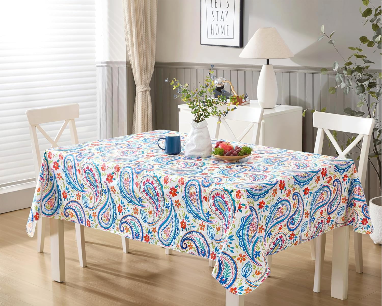 Boho Chic Paisley Print Vinyl Flannel Backed Tablecloth, Rectangle ...