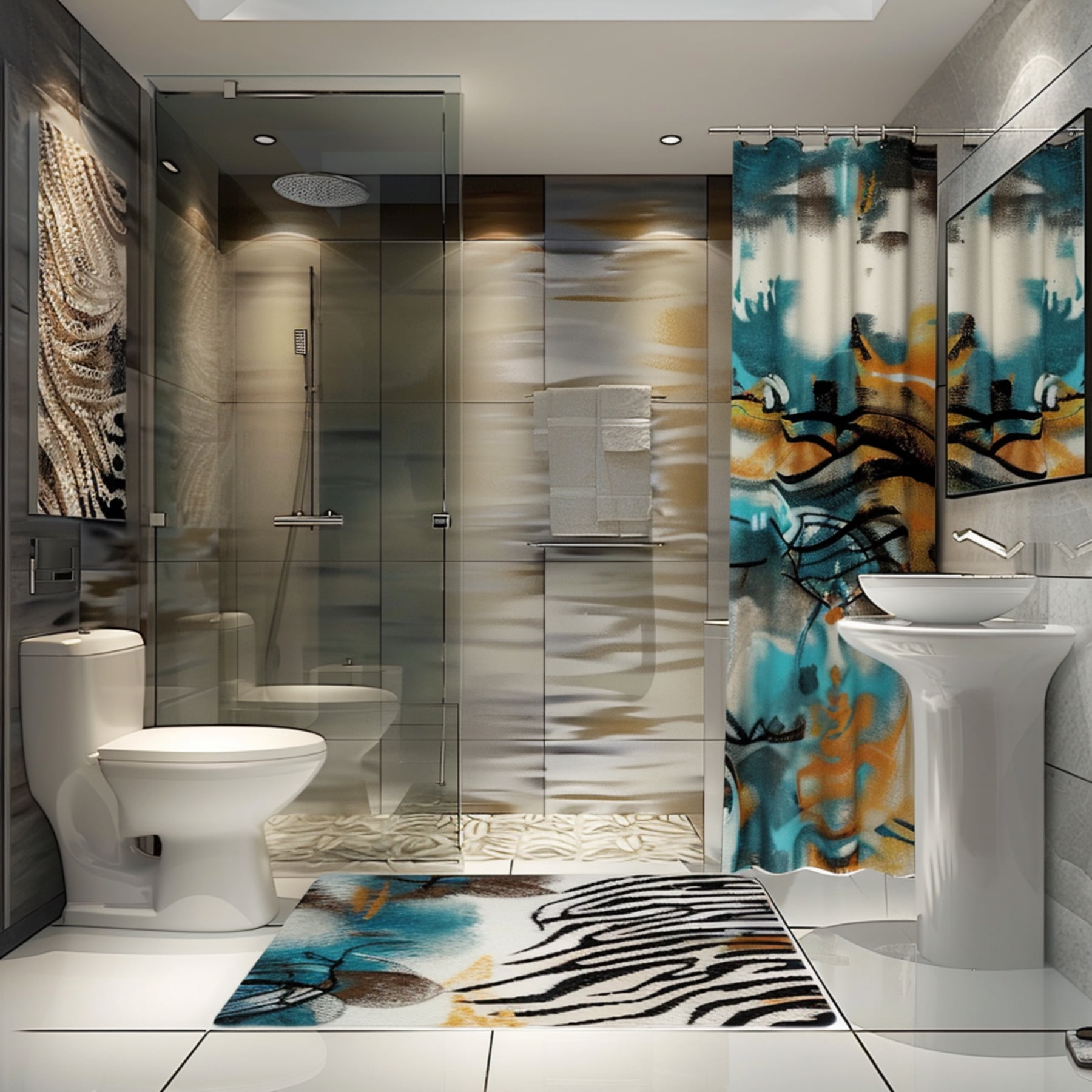 Boho Chic Shower Curtain in Vibrant Colors Transform Your Bathroom with ...