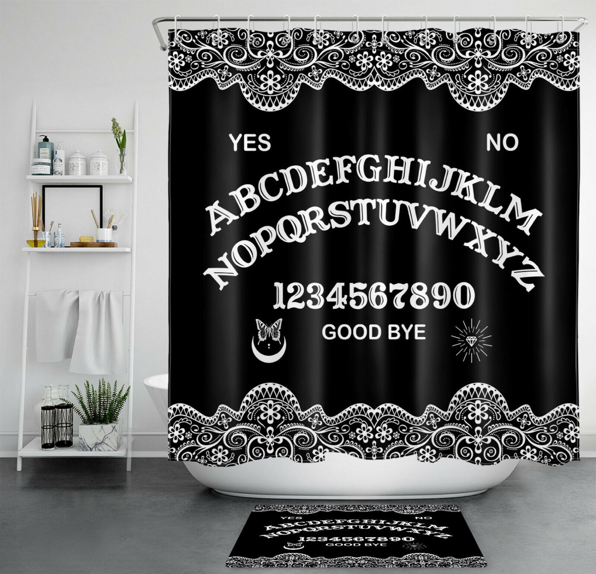 Boho Chic Shower Curtain with Arabic Numerals and Vintage Floral Design ...