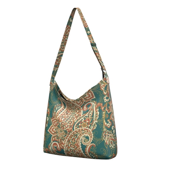 Boho Chic Sling Tote Bag - Spacious Retro Floral Pattern Handbag for ...