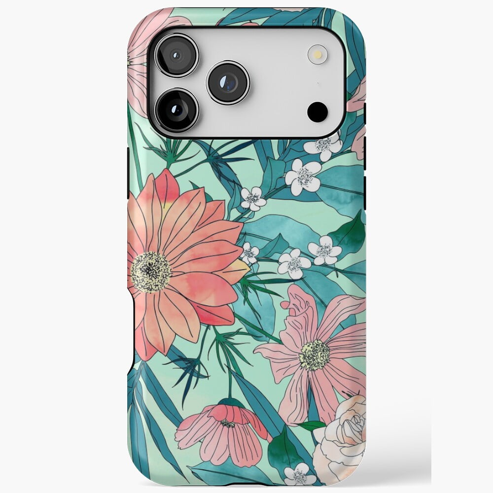 Boho Chic Spring Garden Flowers Art iPhone Case 17 11 12 13 14 15 16 ...