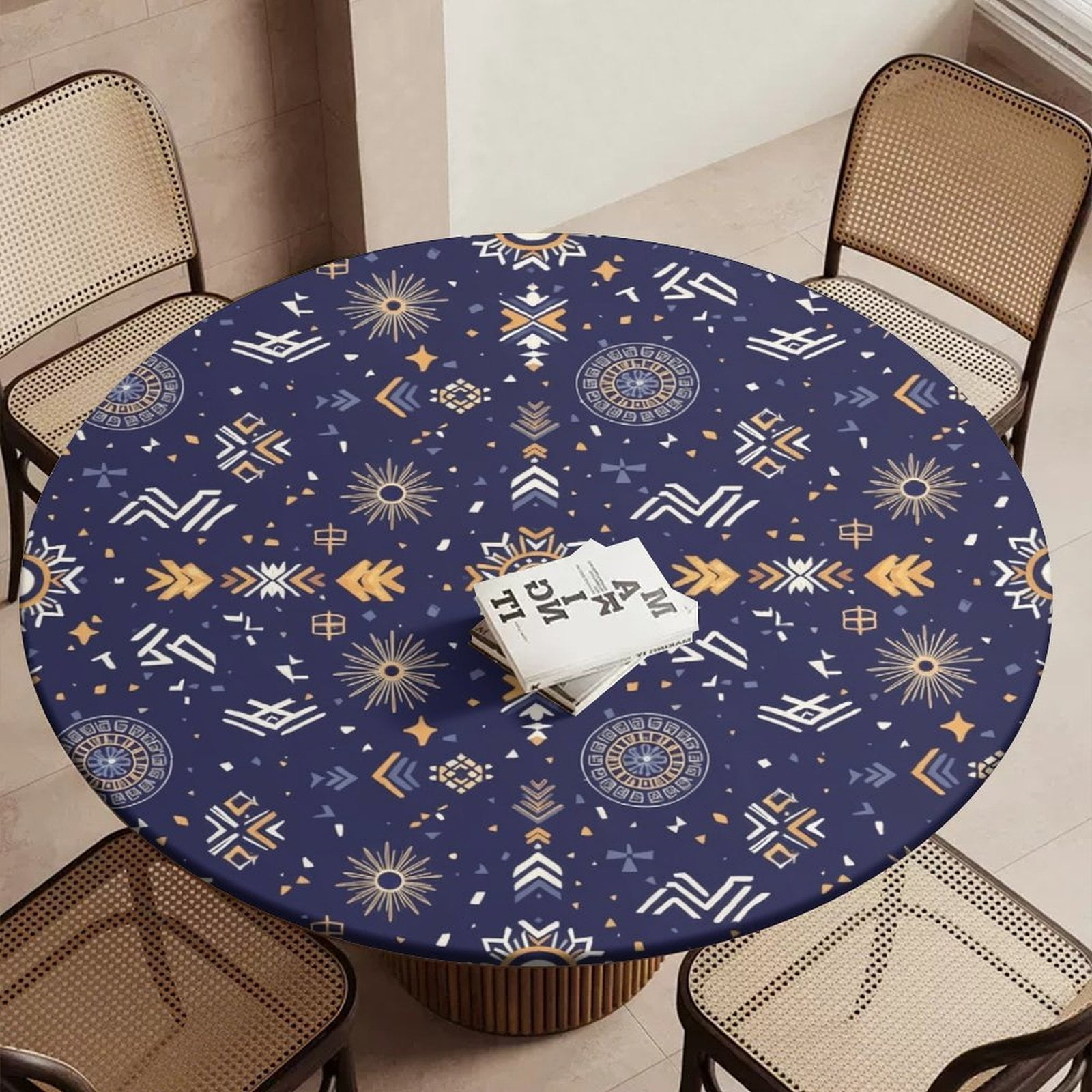 Boho Chic Star Pattern Design Round Table Cover Kitchen Printed ...