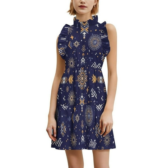 Boho Chic Star Pattern Design Women's Fashion Casual Dress Summer Stand ...