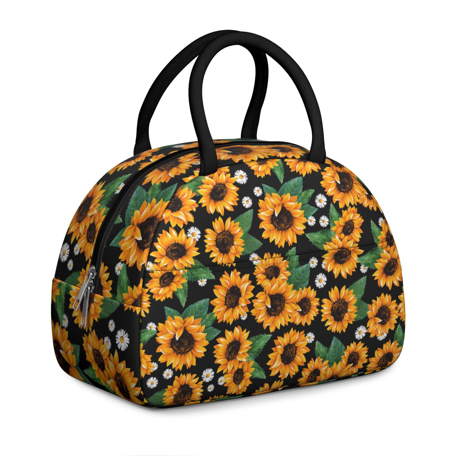 Boho Chic Sunflower Lunch Box, Yellow and Golden Floral Print with Bee ...
