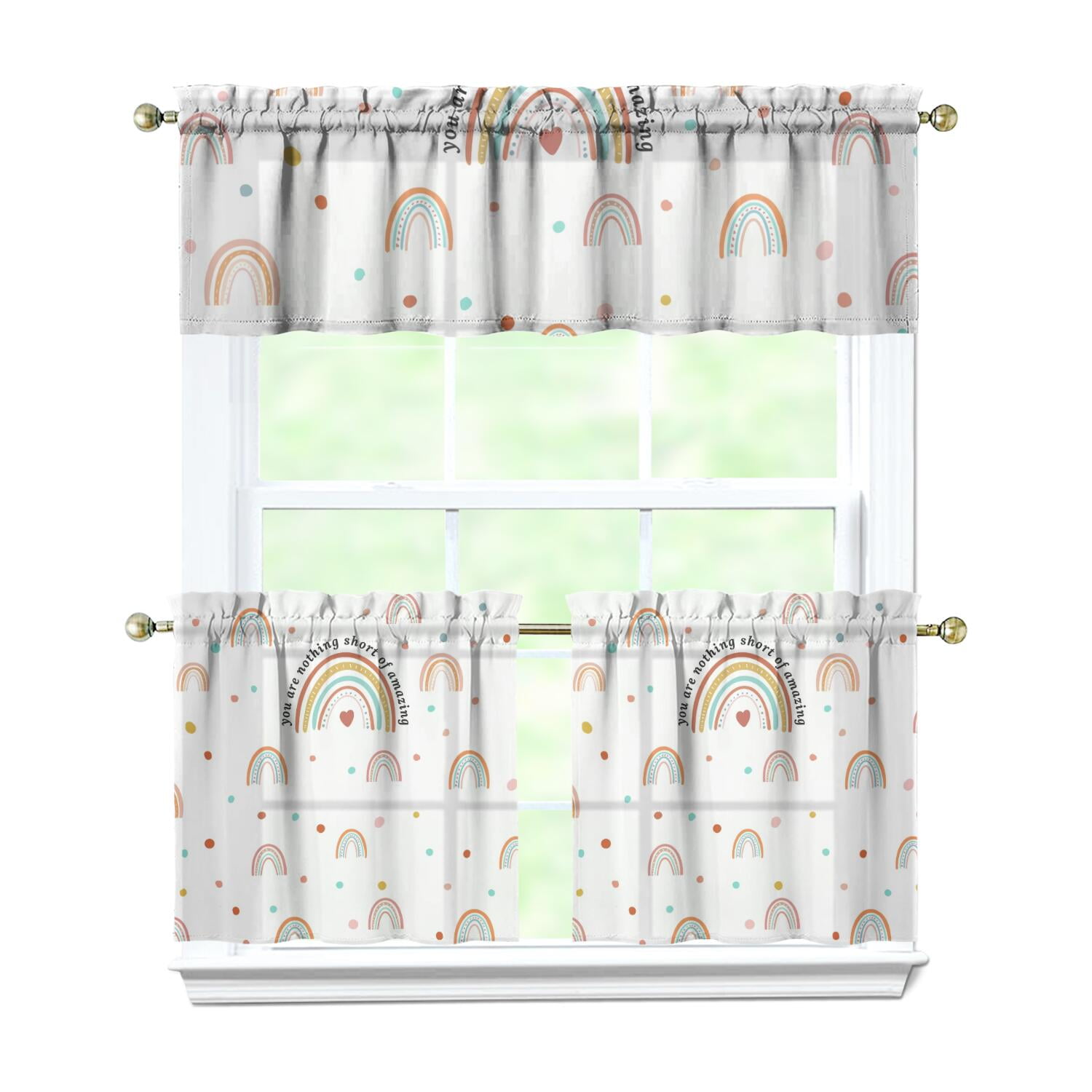 Boho Chic Window Panels - 3-Piece Tier & Valance Set, Vintage Floral ...