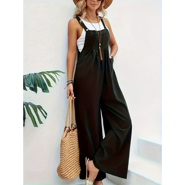 Boho Chic Women's Wide Leg Jumpsuit - Effortless Elegance with Durable ...
