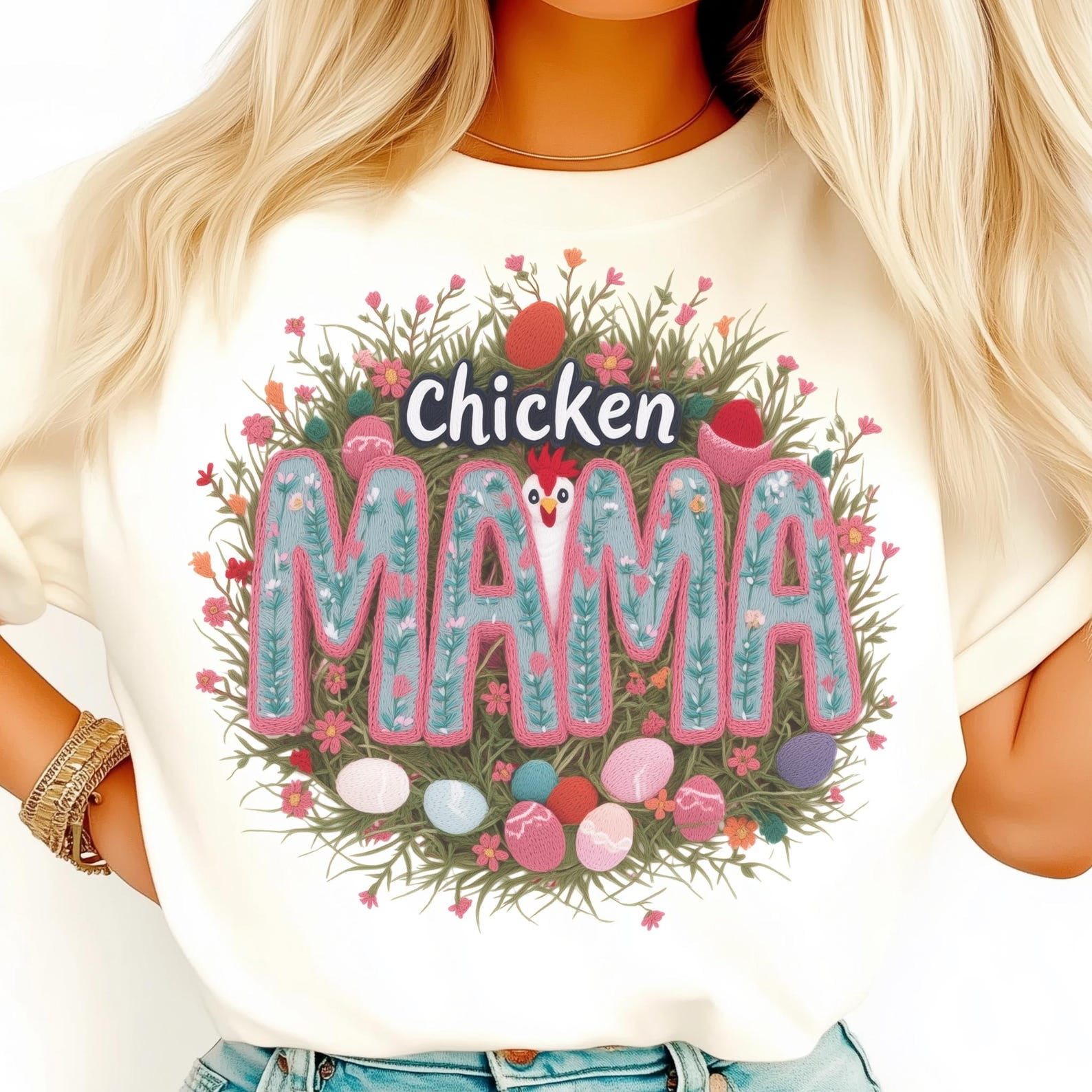 Boho Chicken Mama Shirt, Funny Farm Mom Shirt, Floral Hen Shirt, Spring ...