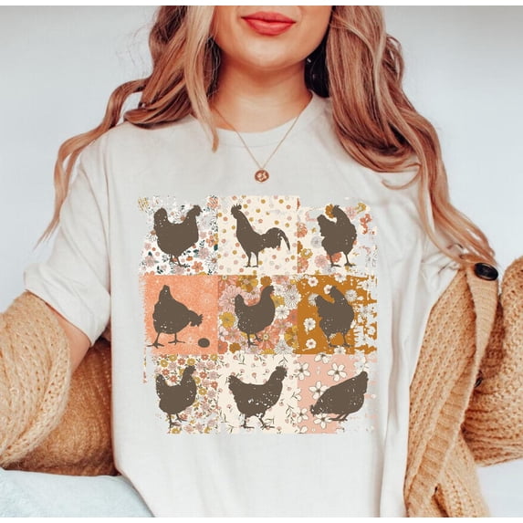 Boho Chickens Shirt, Retro Farmhouse Floral Backyard Chicken Tee ...