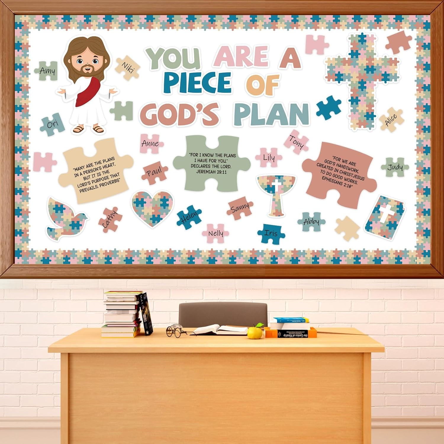 Boho Christian Bulletin Board Decorations Piece of Gods Plan Bible ...