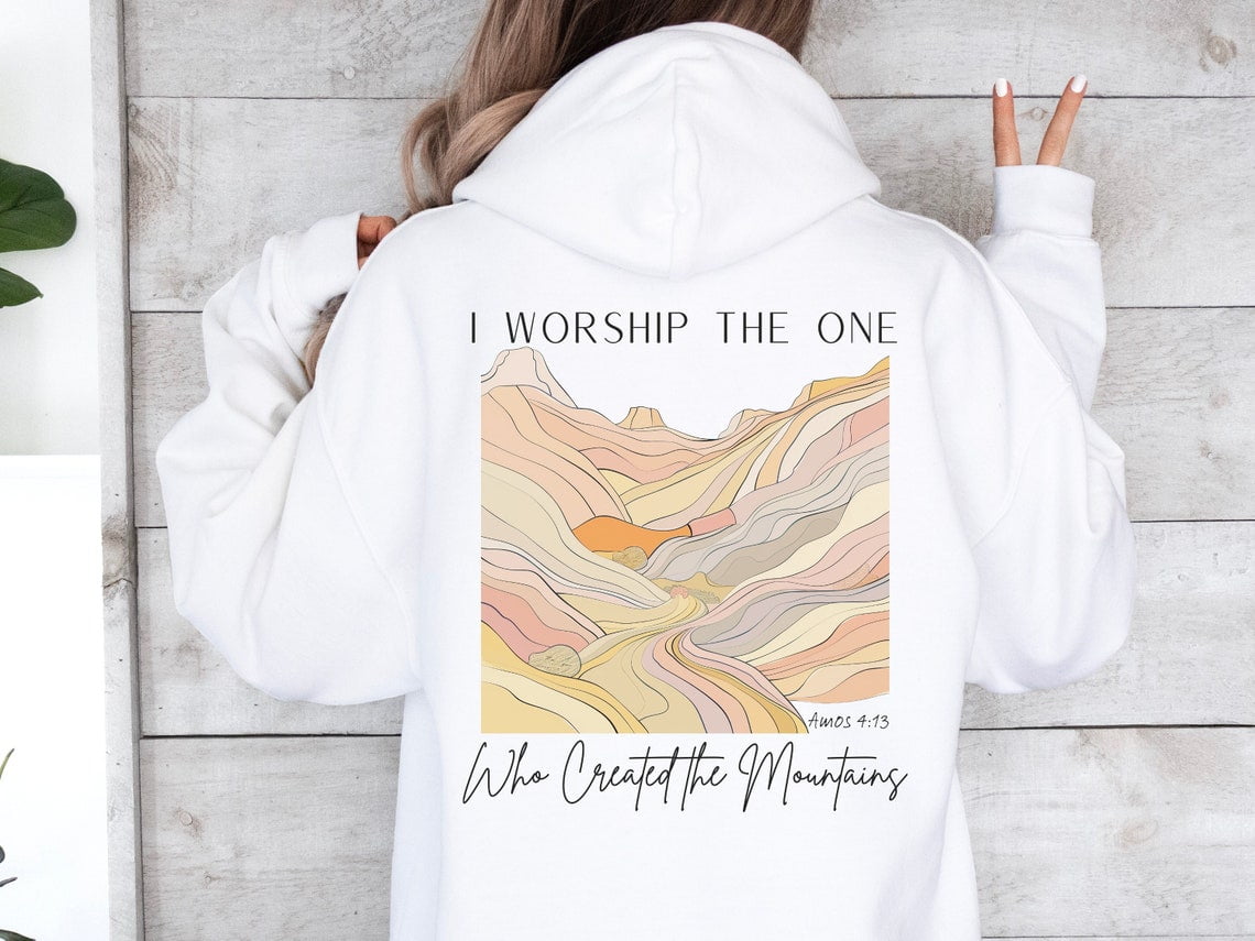 Boho Christian Hooded Hoodie Bible Verse Shirt Mountains Worship Shirt ...