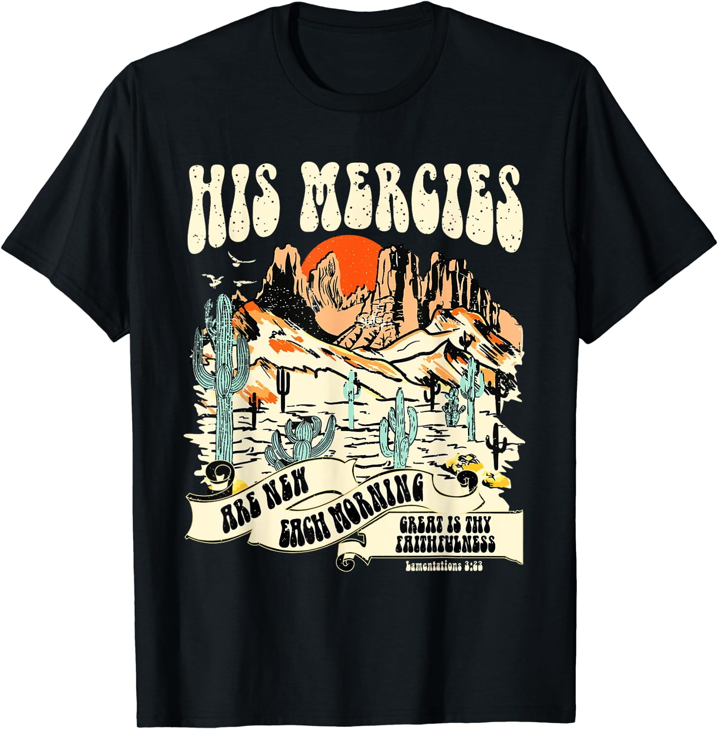 Boho Christian Jesus Apparel Faith Based His Mercies Are New T-Shirt ...
