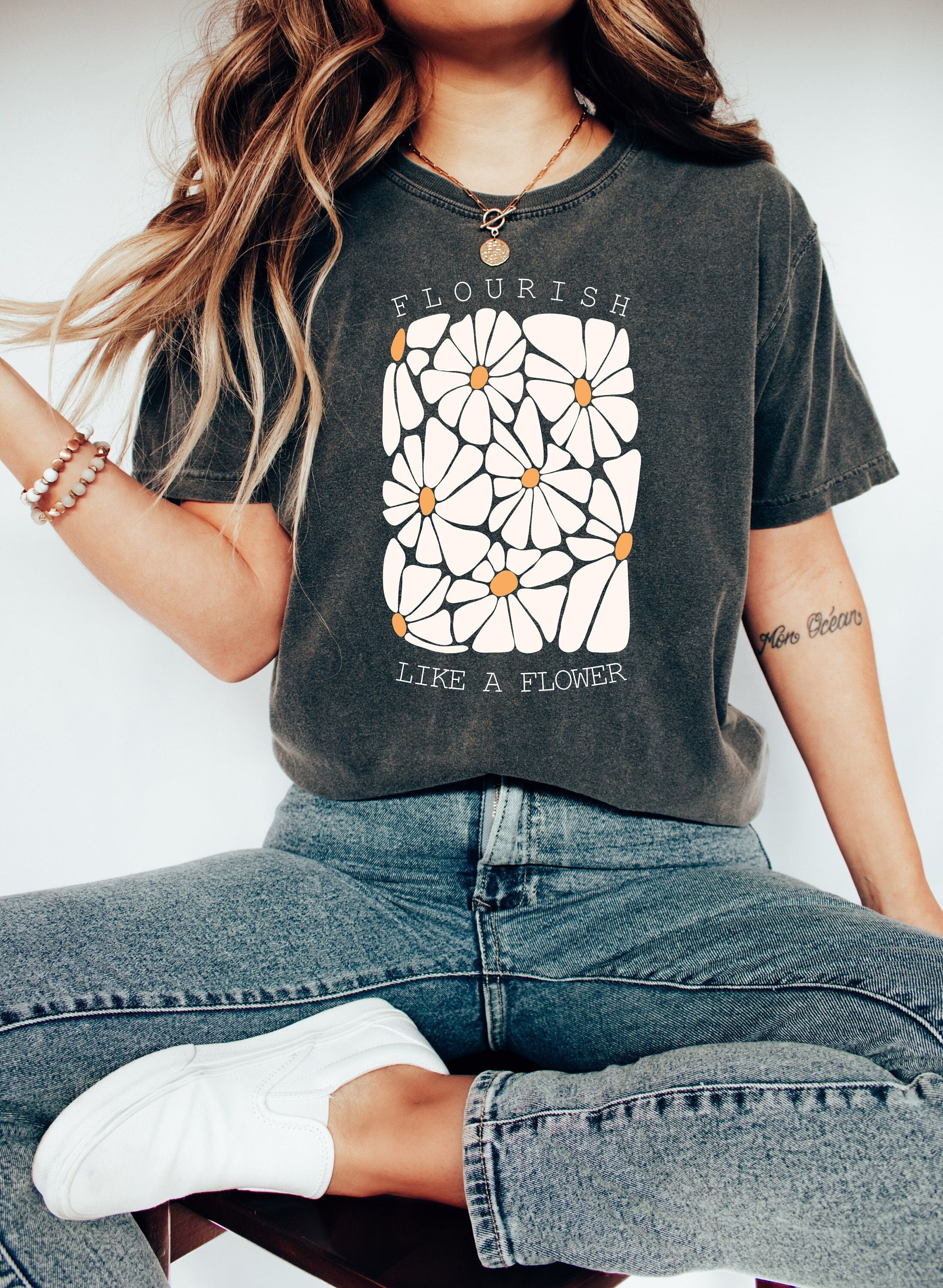 Boho Christian Shirt, Floral Christianity Tee, Flourish Like A Flower ...