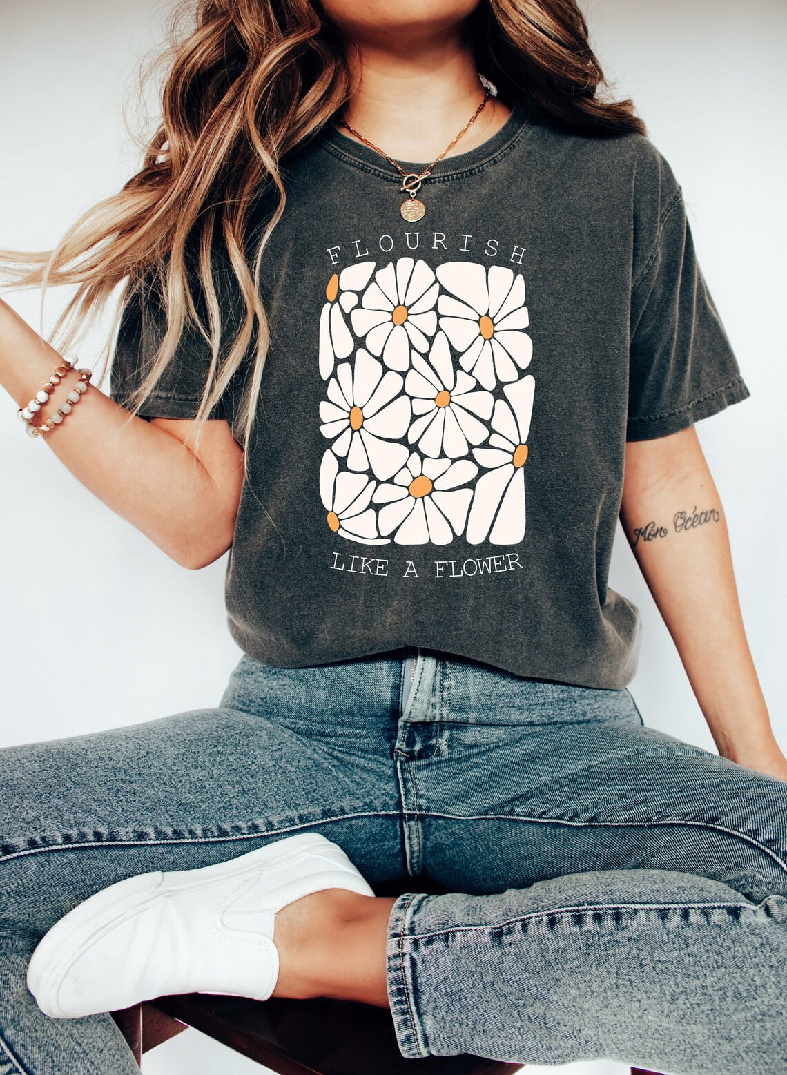 Boho Christian Shirt Floral Faith Based Flourish Like A Flower Tee ...