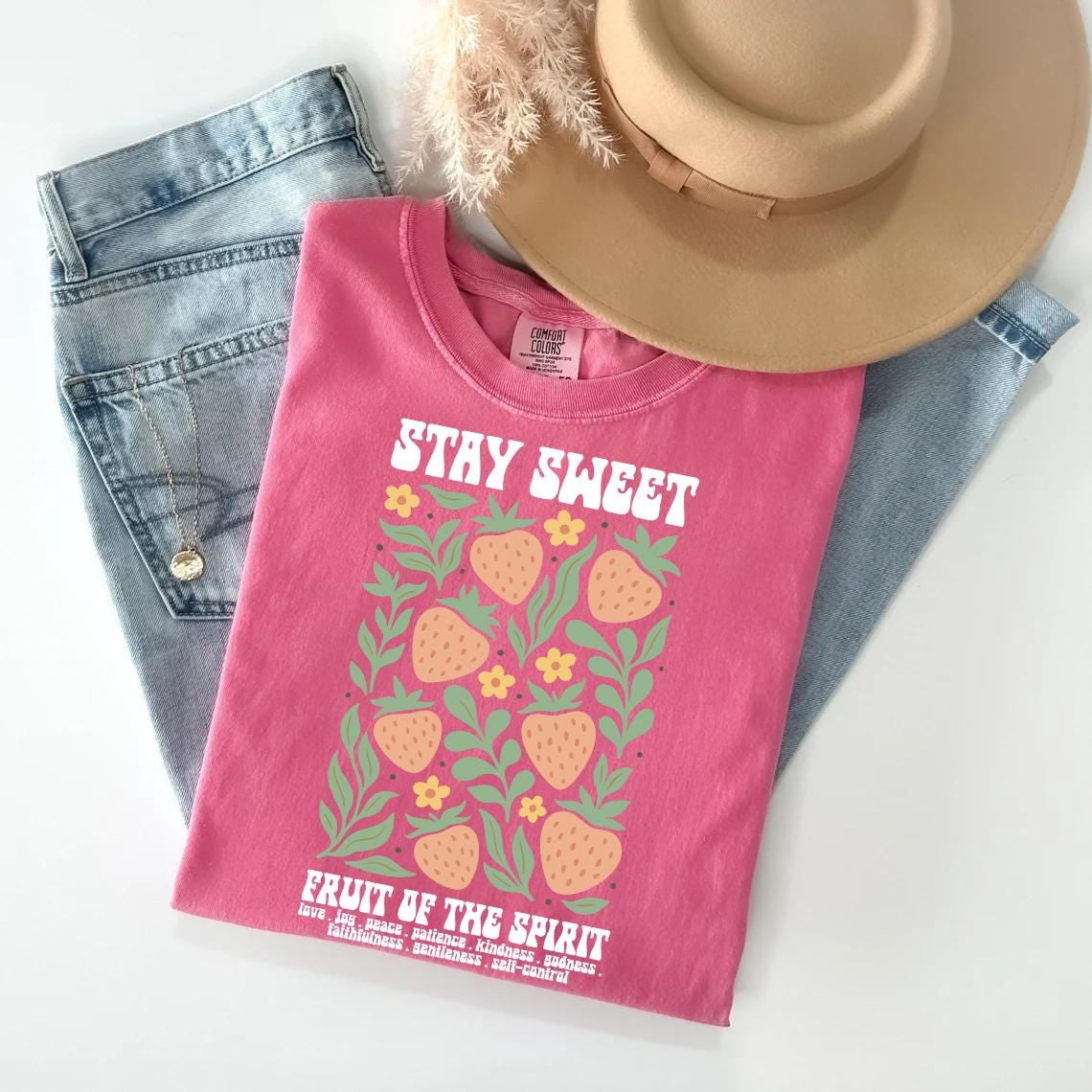 Boho Christian Strawberry Fruits Of The Spirit Bible Verse Retro Jesus ...