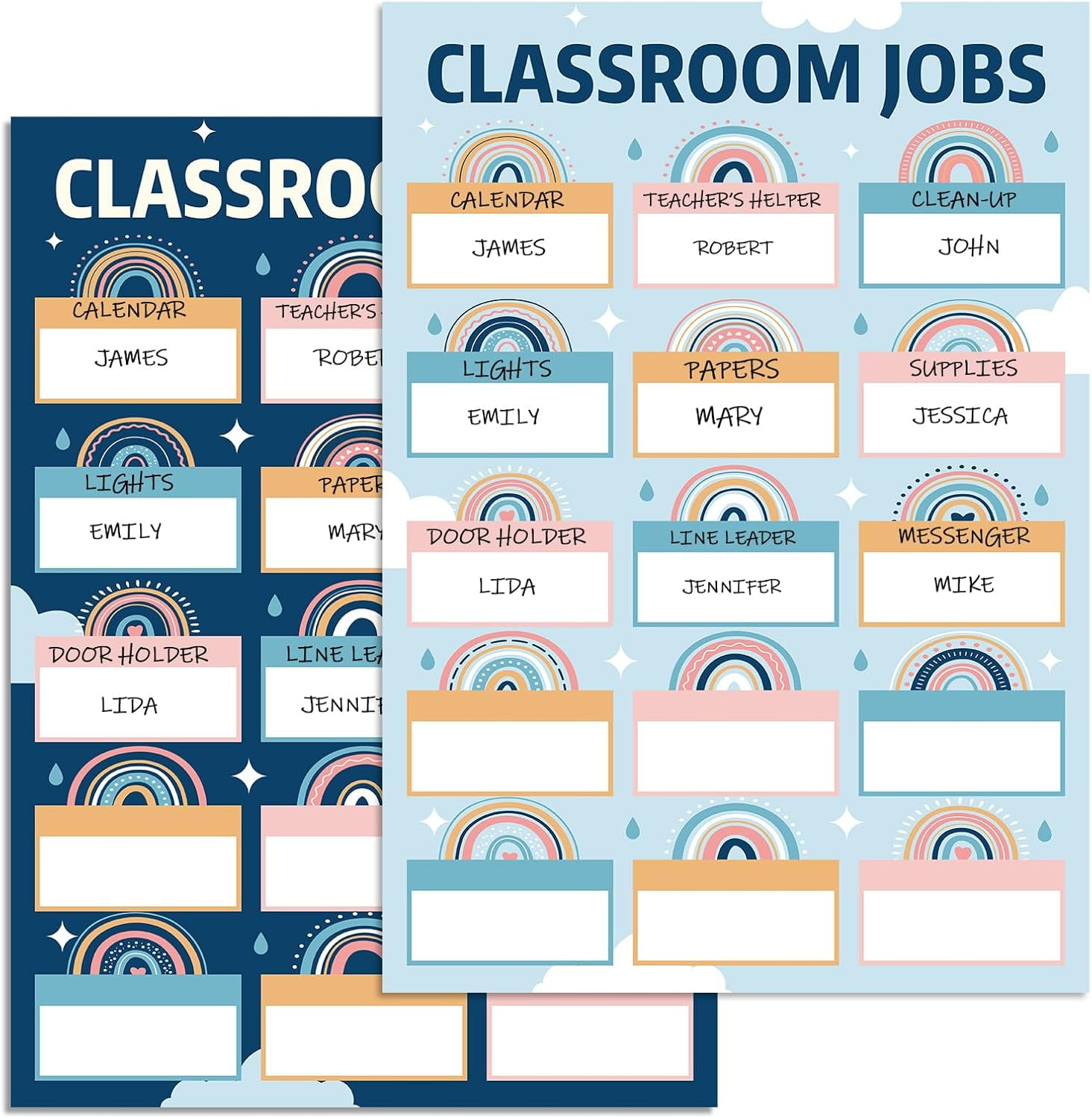 Boho Class Jobs Bulletin Board Boho Rainbow Themed Classroom Jobs Chart ...