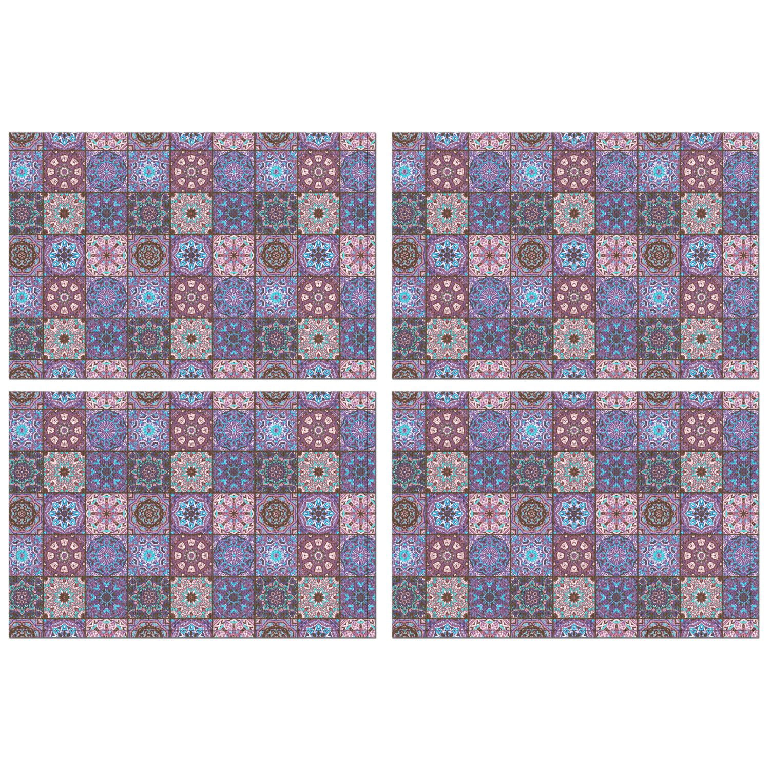 Boho Classic Tribal Style Flax Placemats Set of 4, 12x18 Inch Rustic ...