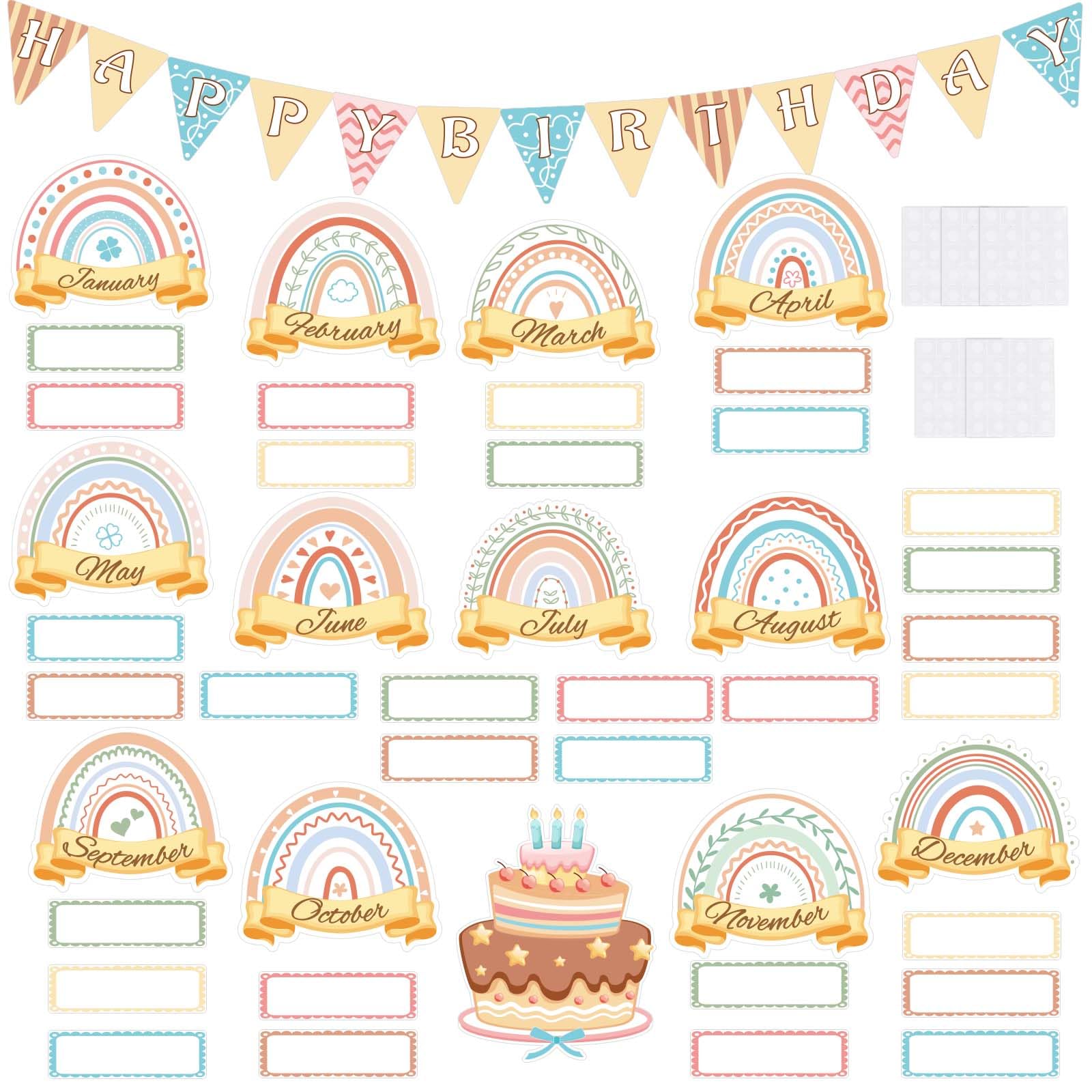 Boho Classroom Decor, Happy Birthday Bulletin Board Calendar ...