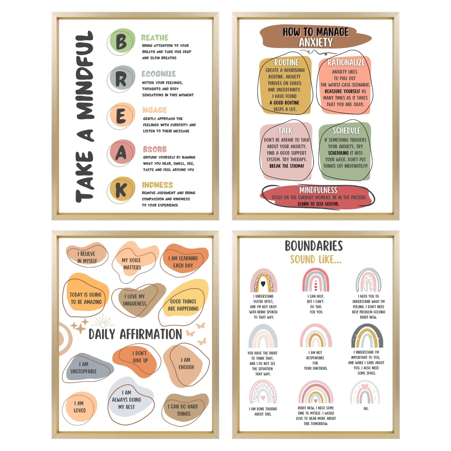 Boho Classroom Decor Set - Mental Health Posters, Positive Psychology ...