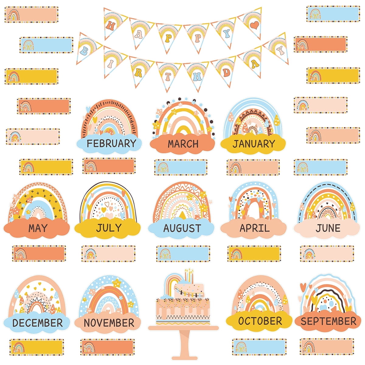 Boho Classroom Decorations Colorful birthday Rainbow Wall Bulletin ...