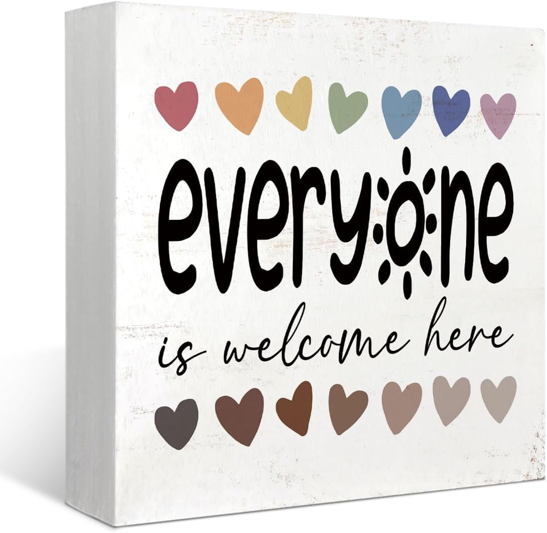 Boho Classroom Desk Decor Everyone is Welcome Here Wood Box Sign,Back ...
