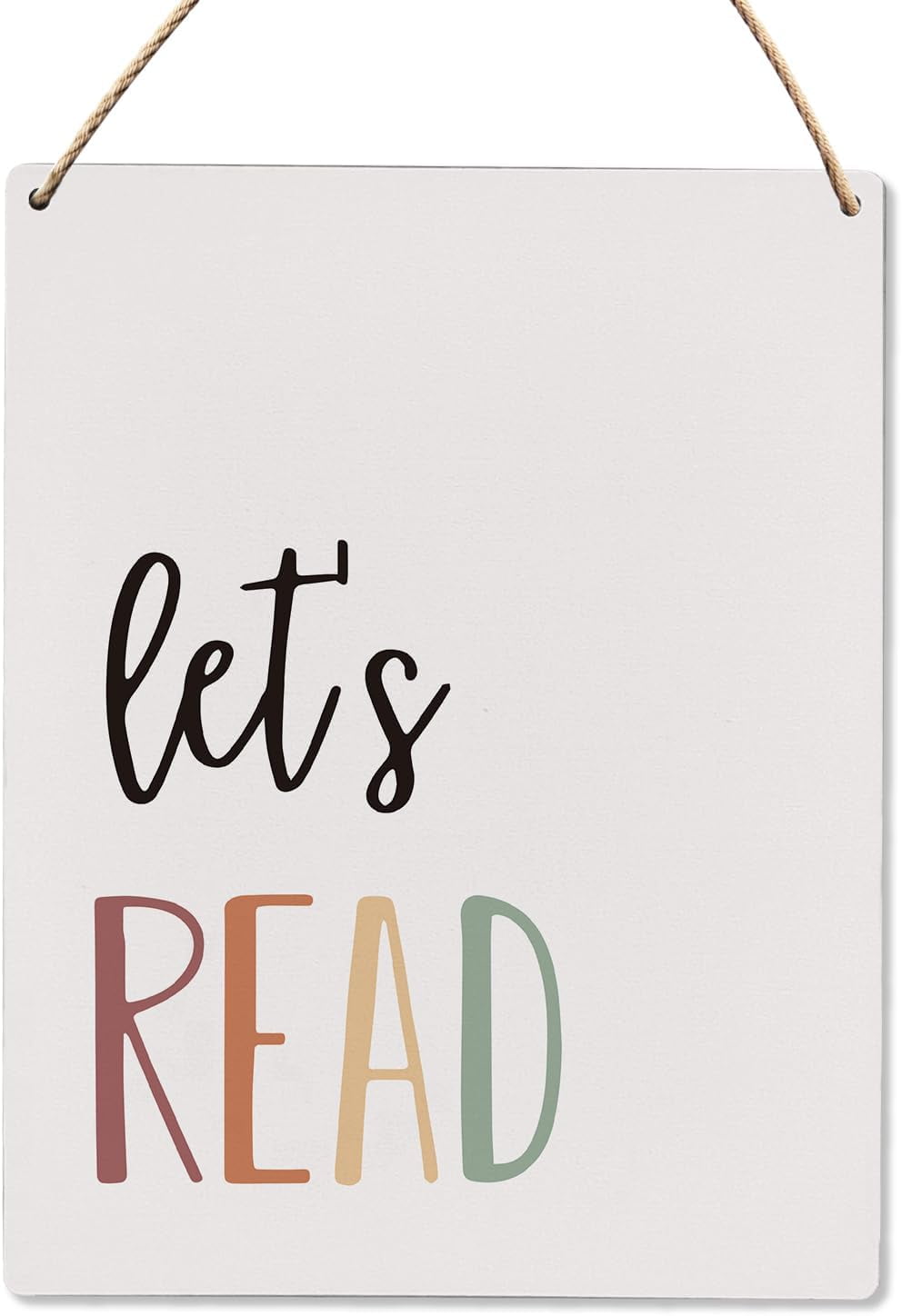 Boho Classroom, Let's Read Wood Hanging Sign 8" x 10" Wooden Plaque ...