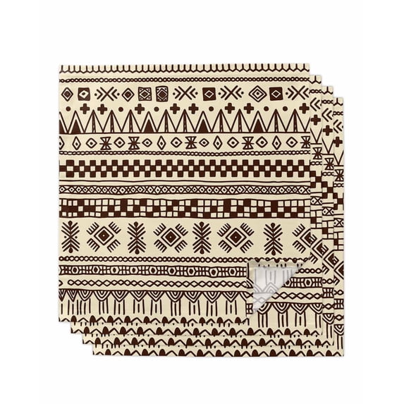 Boho Cloth Napkins Set of 4 Reusable Dinner Napkins, Beige Brown ...
