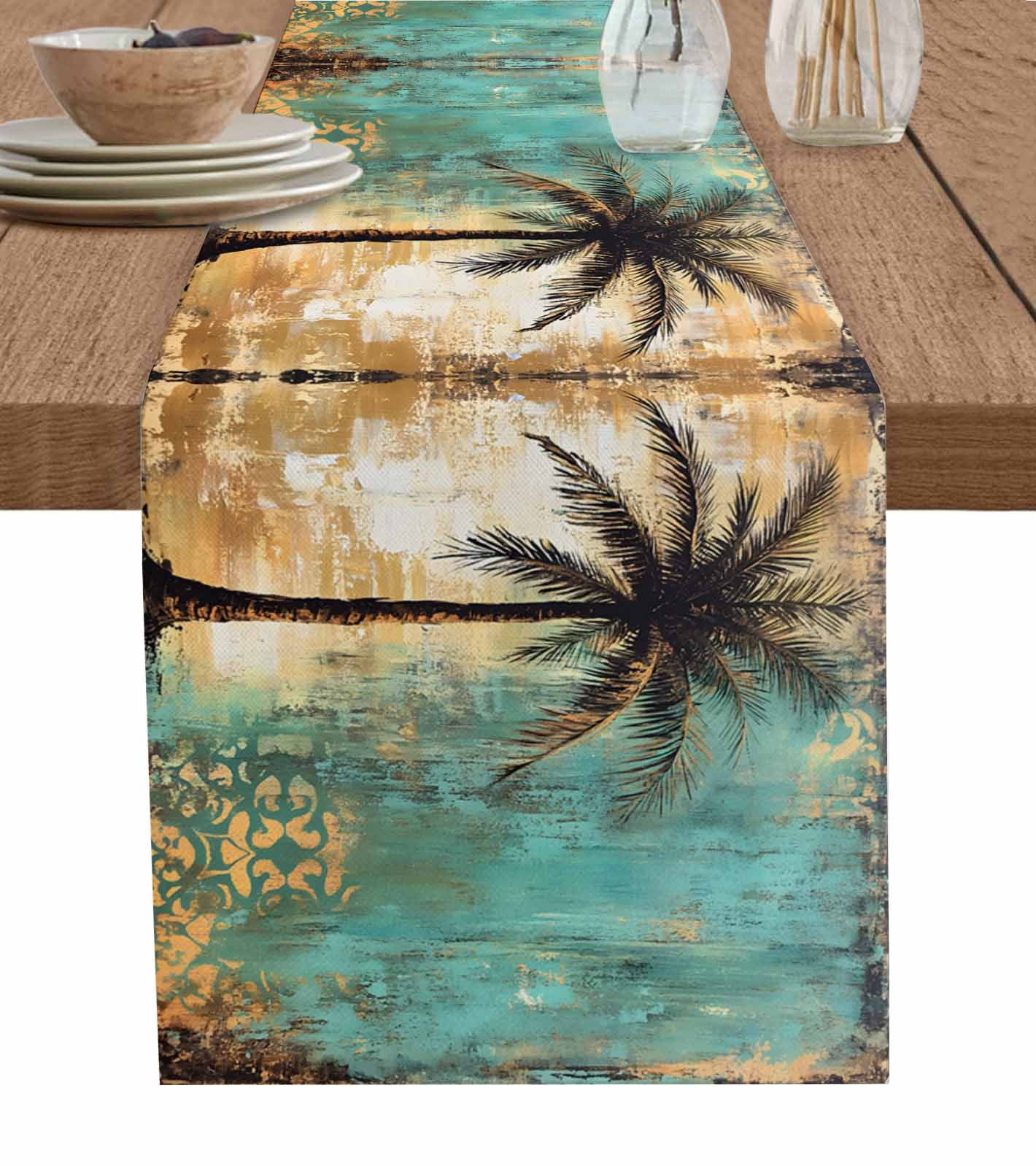 Boho Coastal Beach Burlap Cotton Table Runner 13x70 Inches Long, Summer ...