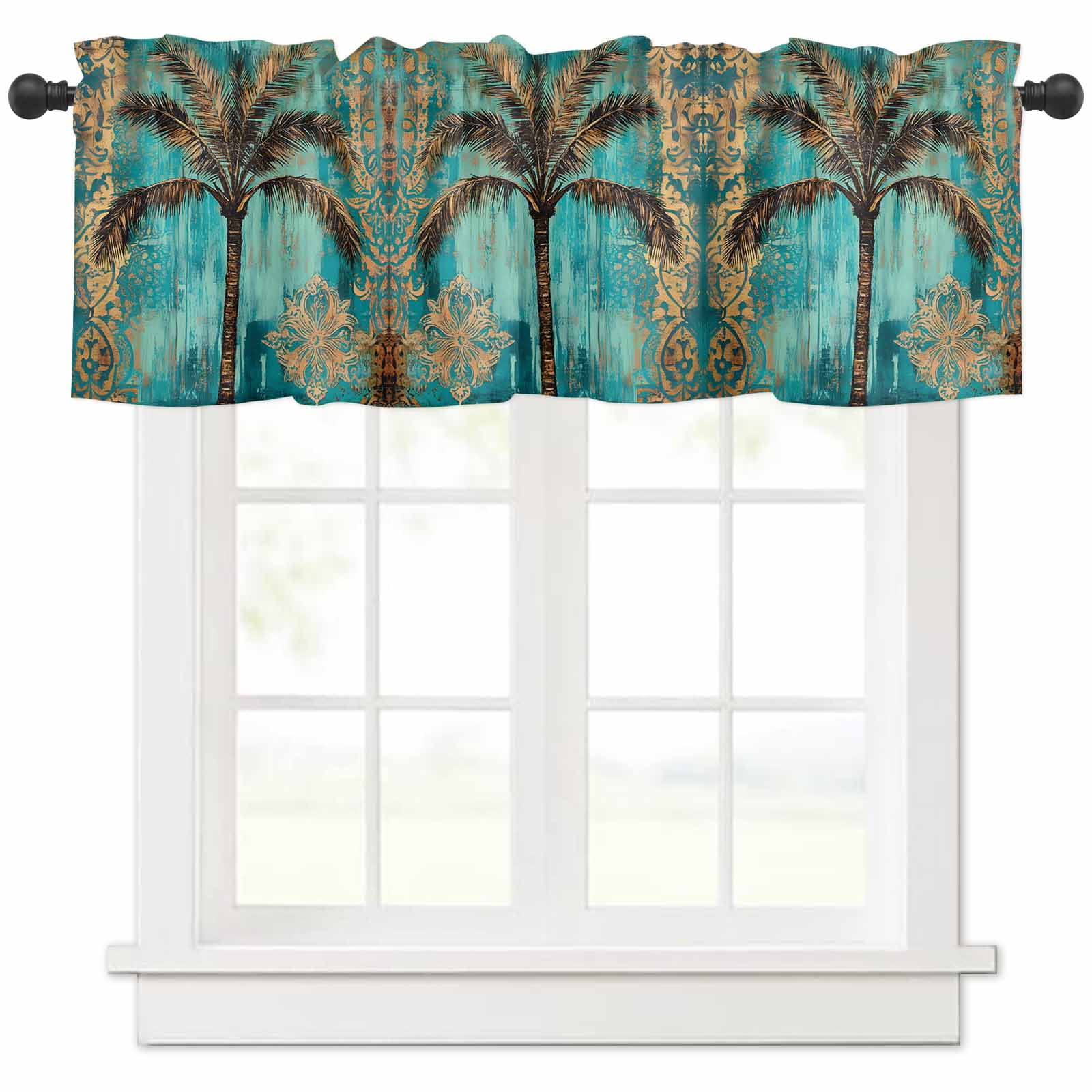 Boho Coastal Beach Valances for Windows Farmhouse Kitchen Curtains ...