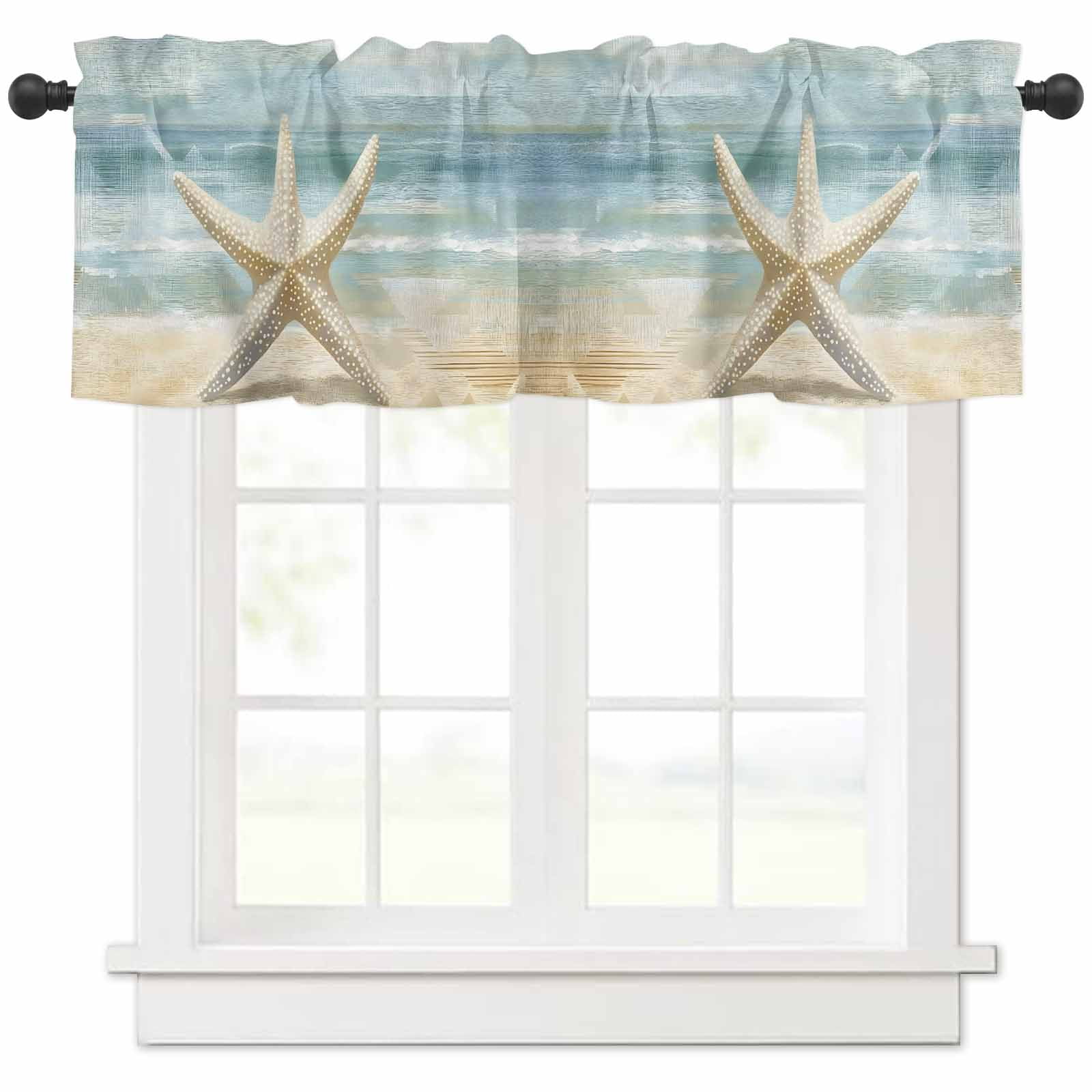 Boho Coastal Beach Valances for Windows Farmhouse Kitchen Curtains ...