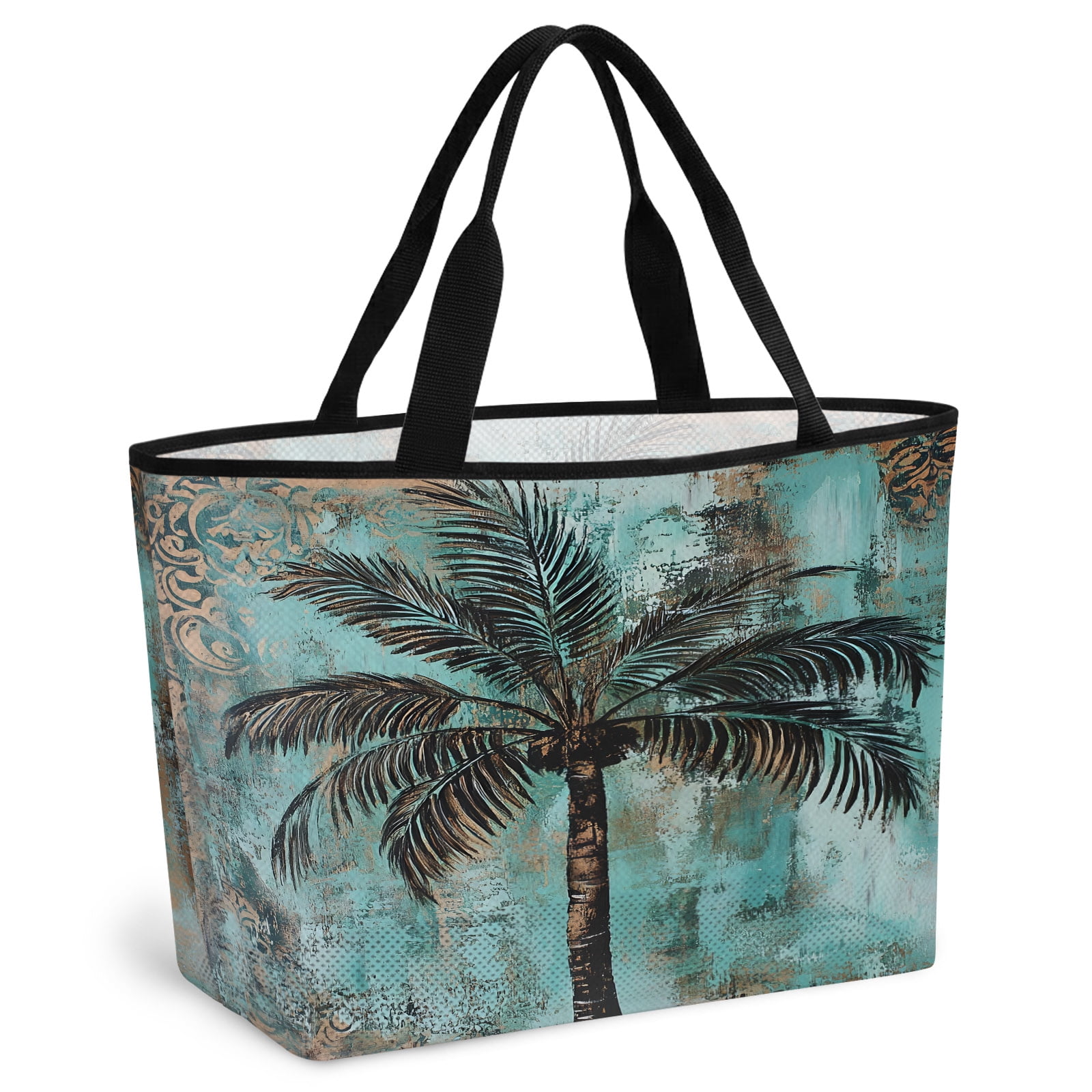 Boho Coastal Tree Beach Bag for Women, Large Breathable Mesh Beach Tote ...