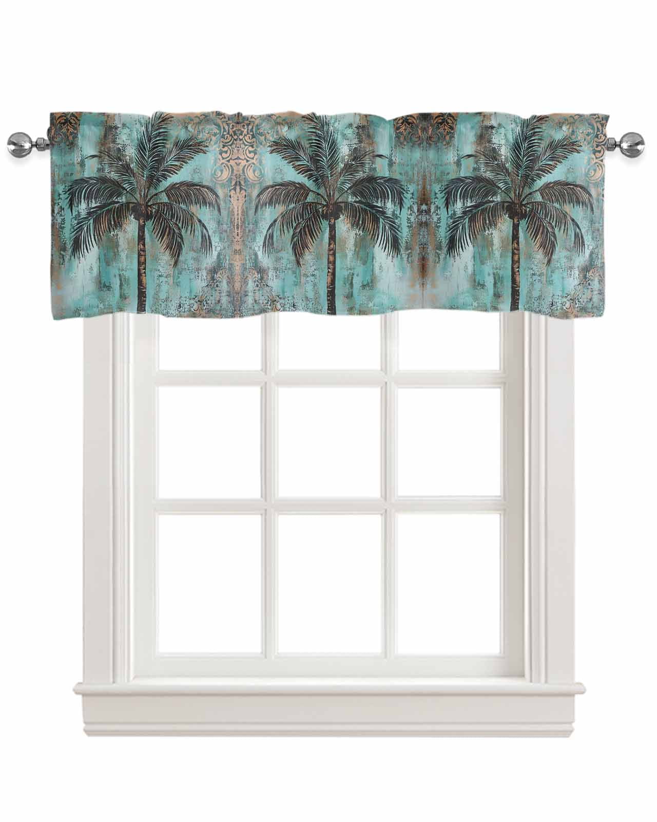 Boho Coastal Tree Kitchen Valances for Windows Farmhouse Linen Window ...