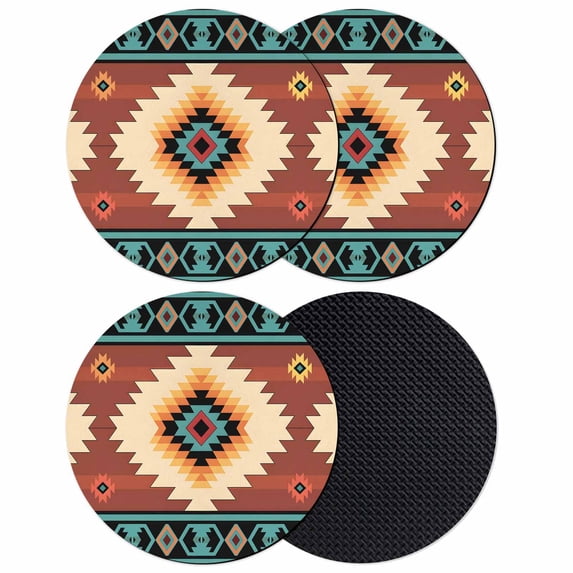 Boho Coasters Set of 4, Absorbent Coasters for Drinks, Brown Turquoise ...