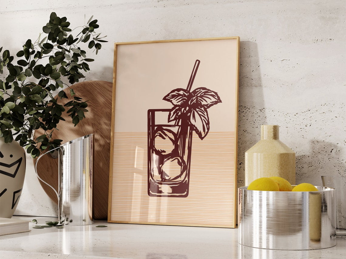 Boho Cocktail Wall Art! Boho, Minimalist Modern Art, Boho ...