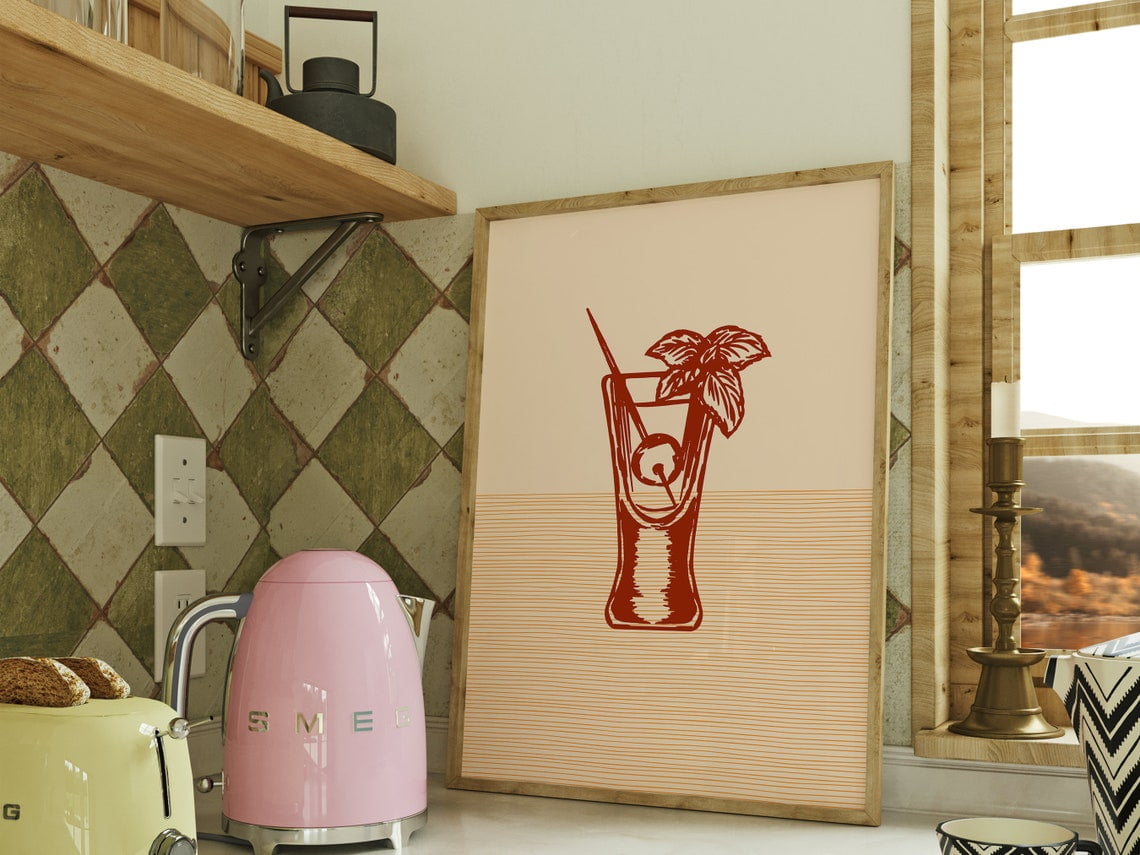 Boho Cocktail Wall Art! Boho, Minimalist Modern Art, Boho ...