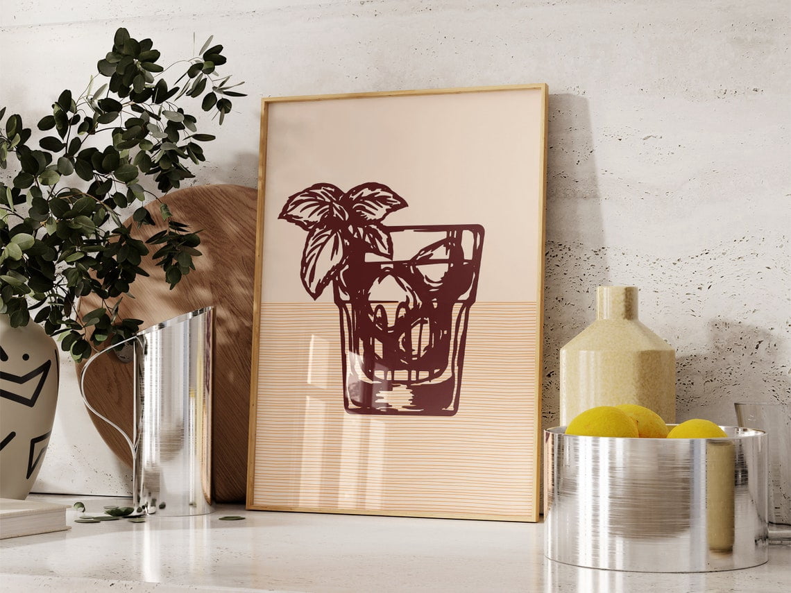 Boho Cocktail Wall Art! Boho, Minimalist Modern Art, Boho ...