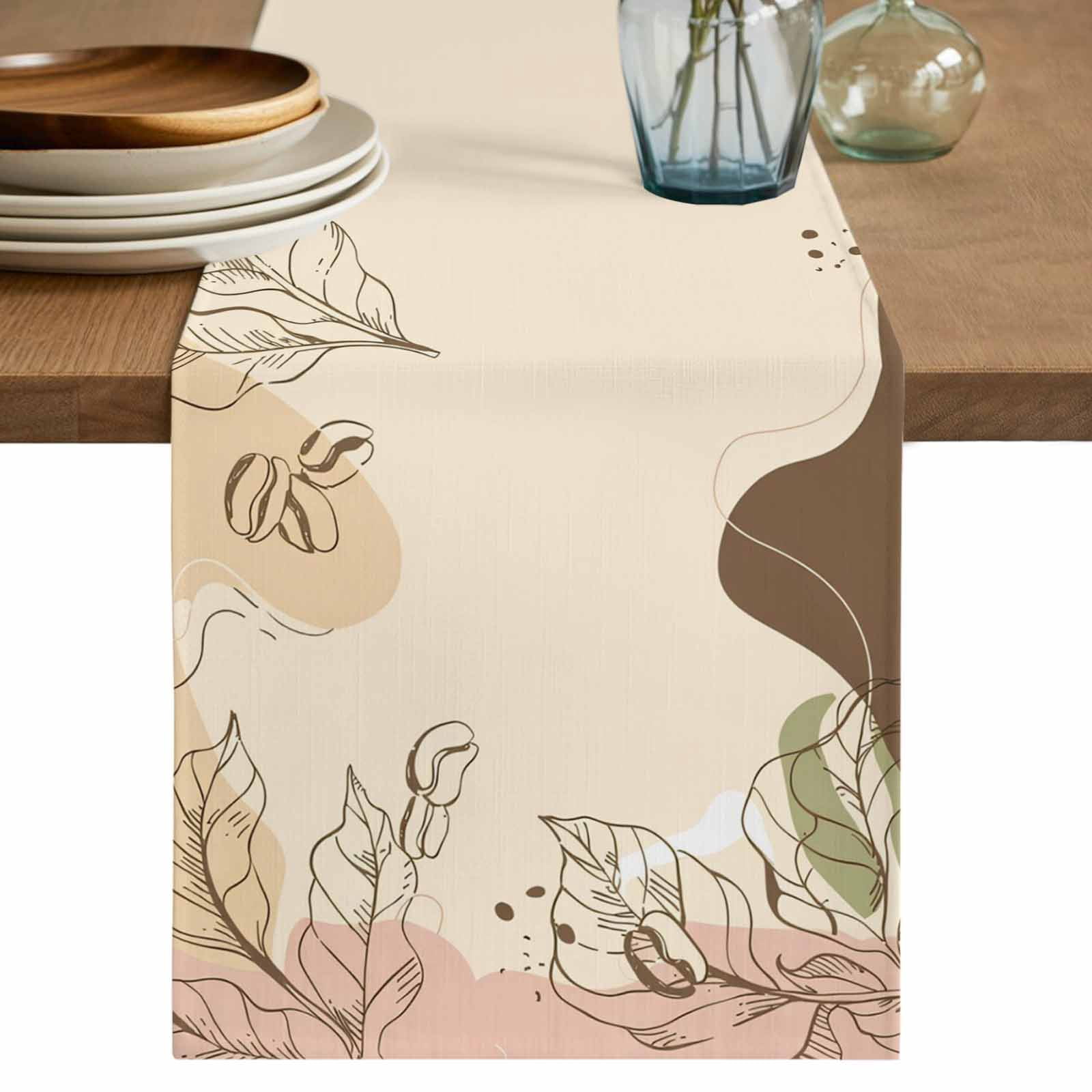 Boho Coffee Table Runner 36 Inches, Bohemia Farmhouses Beans Leaves ...