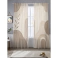 Boho Color Block Leaf Arch Stripe Chiffon Sheer Curtains 84 Inches Long ...