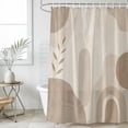 Boho Color Block Leaf Arch Stripe Shower Curtain Set, Waterproof Shower ...