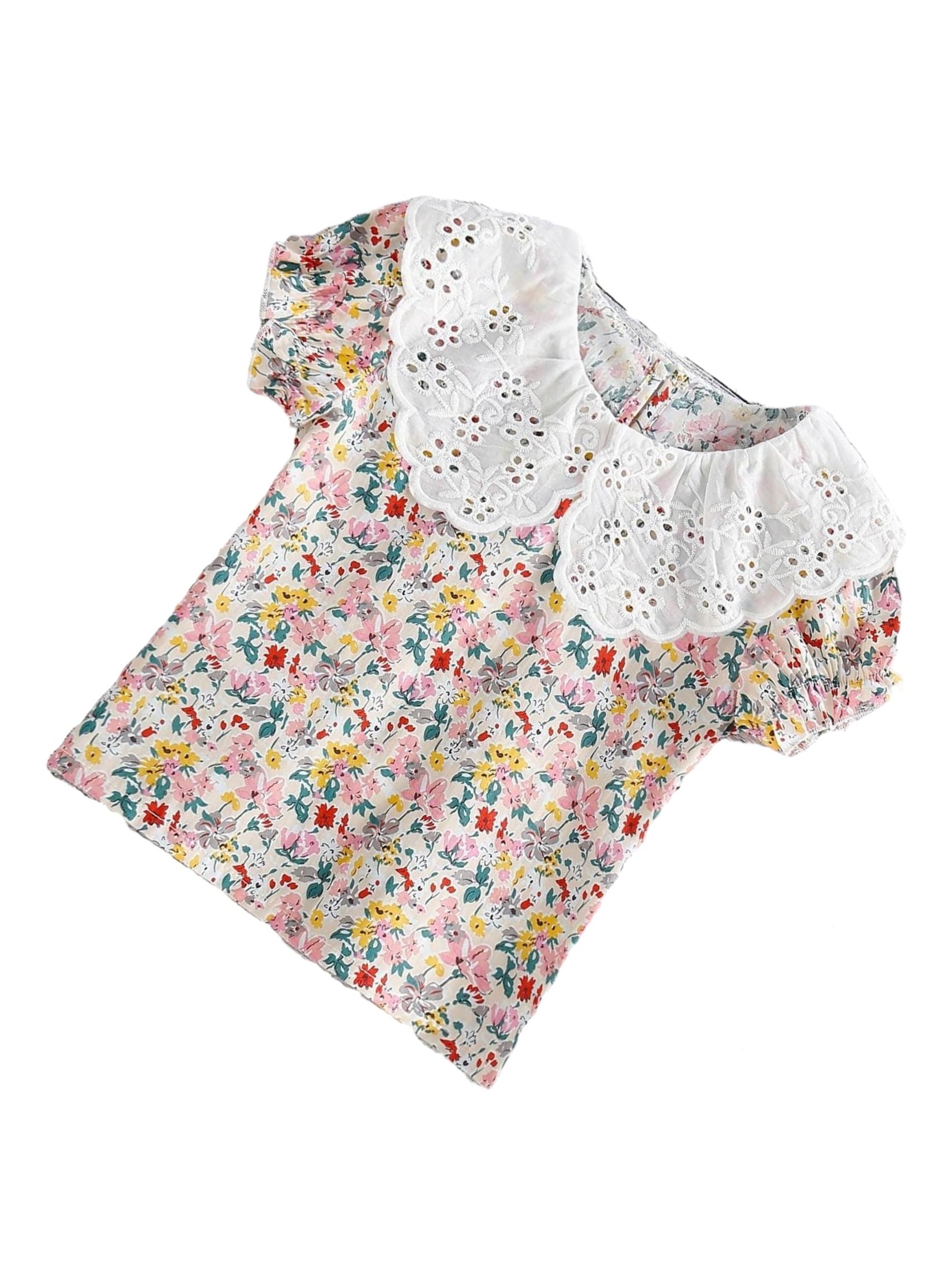 Boho Colorblock Top Short Sleeve Multicolor Young Girls Blouses (Girl's ...