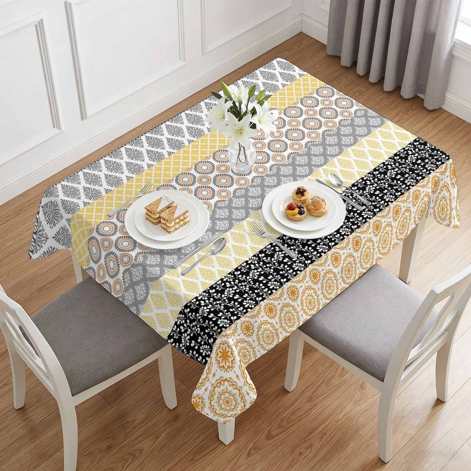 Boho Colorful Ethnic Art Stripe Table Cloth 60x84in, Waterproof ...